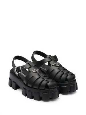 Prada 70mm Monolith Caged Rubber Sandals - Black