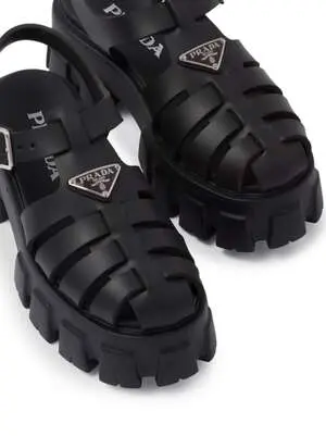 Prada 70mm Monolith Caged Rubber Sandals - Black