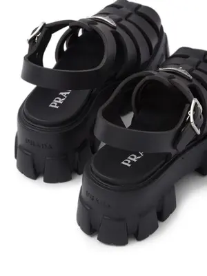 Prada 70mm Monolith Caged Rubber Sandals - Black