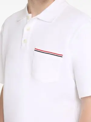Thom Browne Rwb-stripe Cotton Polo Shirt - White