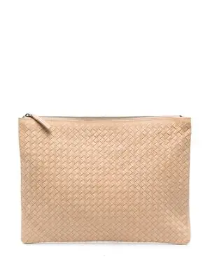 Dragon Diffusion Woven Leather Clutch Bag - Neutrals