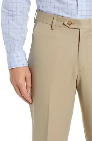 Berle Classic Fit Microfiber Trousers - Tan