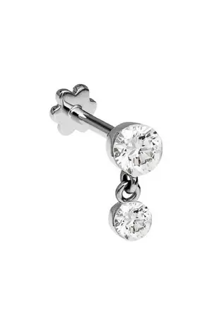 MARIA TASH Maria Tash Invisible Set Diamond Dangle Stud Earring White Gold