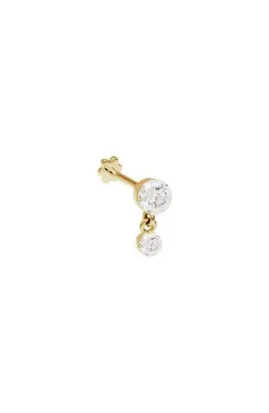 MARIA TASH Maria Tash Invisible Set Diamond Dangle Stud Earring Yellow Gold/diamond