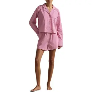 Polo Ralph Lauren Crop Cotton Poplin Short Pajamas - College Pink
