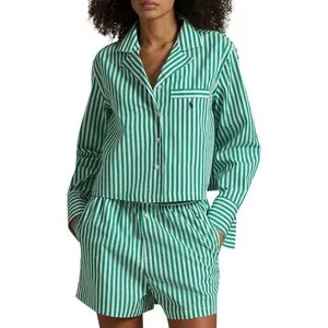 Polo Ralph Lauren Crop Cotton Poplin Short Pajamas - Vine Green