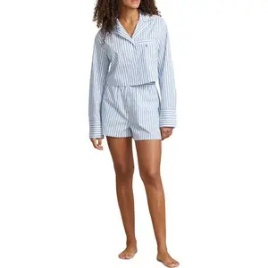 Polo Ralph Lauren Crop Cotton Poplin Short Pajamas - Wide Stripes