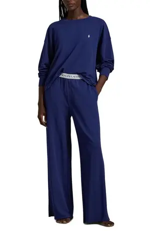 Polo Ralph Lauren Sweatshirt & Wide Leg Pajamas - Navy
