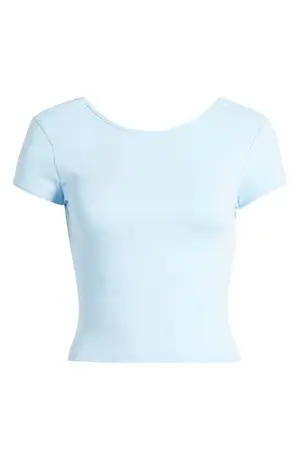 EDIKTED Bambi Open Back Crop T-shirt - Light-blue