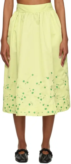 GANNI GANNI SSENSE Exclusive Midi Skirt - 796 Lily Green