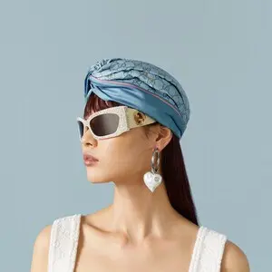 Gucci Gg Print With Horsebit Silk Headband Silk - Blue  display picture 3