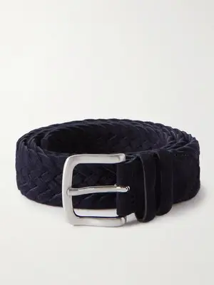 Mr P. 3.5cm Woven Suede Belt - Blue