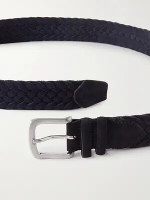 Mr P. 3.5cm Woven Suede Belt - Blue