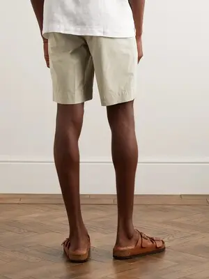 SLOWEAR Slim-fit Straight-leg Stretch-cotton Poplin Bermuda Shorts