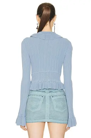 Blumarine Long Sleeve Cardigan In Blue