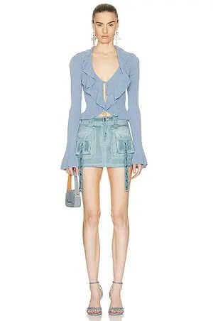 Blumarine Long Sleeve Cardigan In Blue