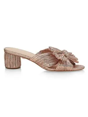LOEFFLER RANDALL Women's Emilia 50MM Pleated Lamé Knotted Mules - Dune  - Dune