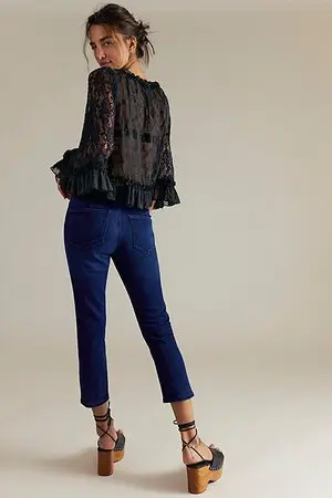 Free People We The Free Knockout Mid-rise Crop Jeans - Dark And Stormy