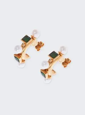 ALIGHIERI The Travellers Path Pearl And Tourmaline Earrings - 24k Gold Plated