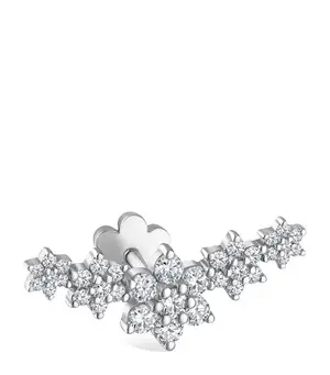 MARIA TASH Gold Five Flower Garland Diamond Threaded Stud Earring