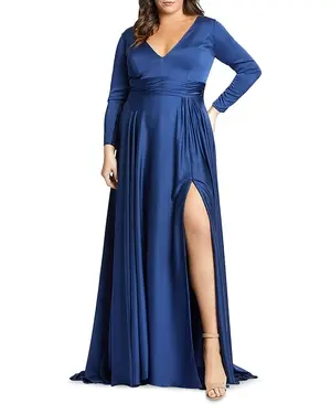 Mac Duggal Satin Long Sleeve Gown