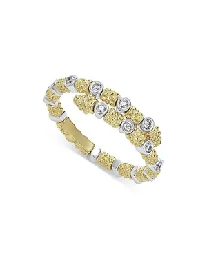 Lagos 18k White And Yellow Gold Signature Caviar Diamond Coil Ring - Gold/white
