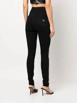 Philipp Plein Rainbow Patchwork Skinny Trousers