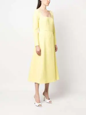 EMILIA WICKSTEAD Long-sleeve Flared Midi Dress