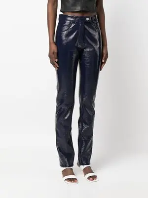 COURREGES Straight-leg Vinyl Trousers - Blue
