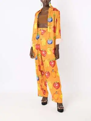 AMIR SLAMA Fruit-print Straight Trousers