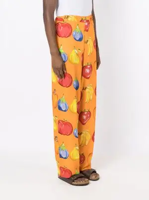 AMIR SLAMA Fruit-print Straight Trousers