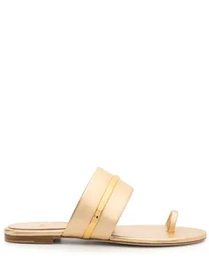 MALONE SOULIERS Open-toe Leather Flat Sandals - Gold
