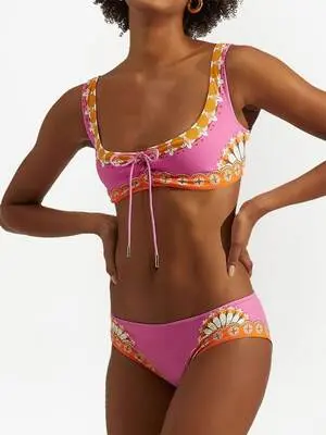 La DoubleJ Sunset Printed Bikini Top - Pink