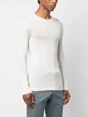 Hanro Long-sleeved Wool-blend T-shirt - White