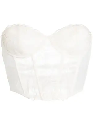 Fleur Du Mal Bella Embroidered Bustier - White