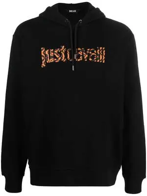 Just Cavalli Logo-print Cotton Hoodie - Black