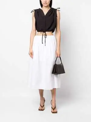 Veronique Leroy Draped-shoulder Cropped Top - Brown