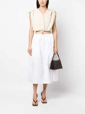 Veronique Leroy Draped-shoulder Cropped Top - Neutrals