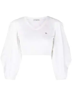 Veronique Leroy Draped-sleeve Cropped Jersey