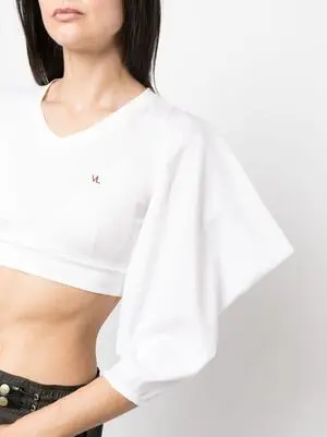 Veronique Leroy Draped-sleeve Cropped Jersey