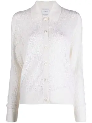 BARRIE Pointelle-knit Cashmere Top - Neutrals