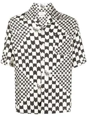Rhude Two-tone Geometric-print Shirt - Black