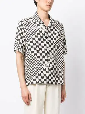 Rhude Two-tone Geometric-print Shirt - Black