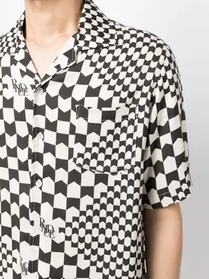 Rhude Two-tone Geometric-print Shirt - Black