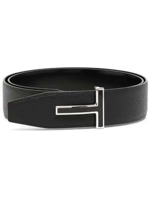 TOM FORD T-buckle Leather Belt - Black