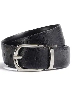 Zegna Engraved Logo Reversible Belt - Black