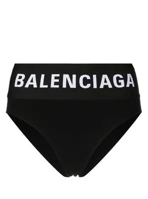 Balenciaga High-waisted Logo-band Briefs - Black