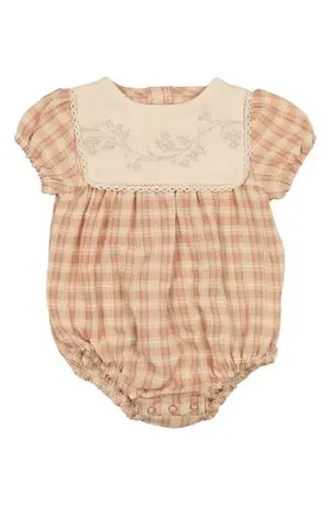 MANIÈRE Manière Print Cotton Knit Bubble Romper Peach
