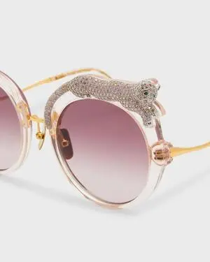 Anna-Karin Karlsson Rose Et La Roue Round Sunglasses Pink