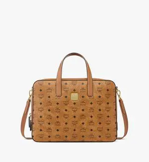 Mcm Visetos Leather Mix Tote - Cognac